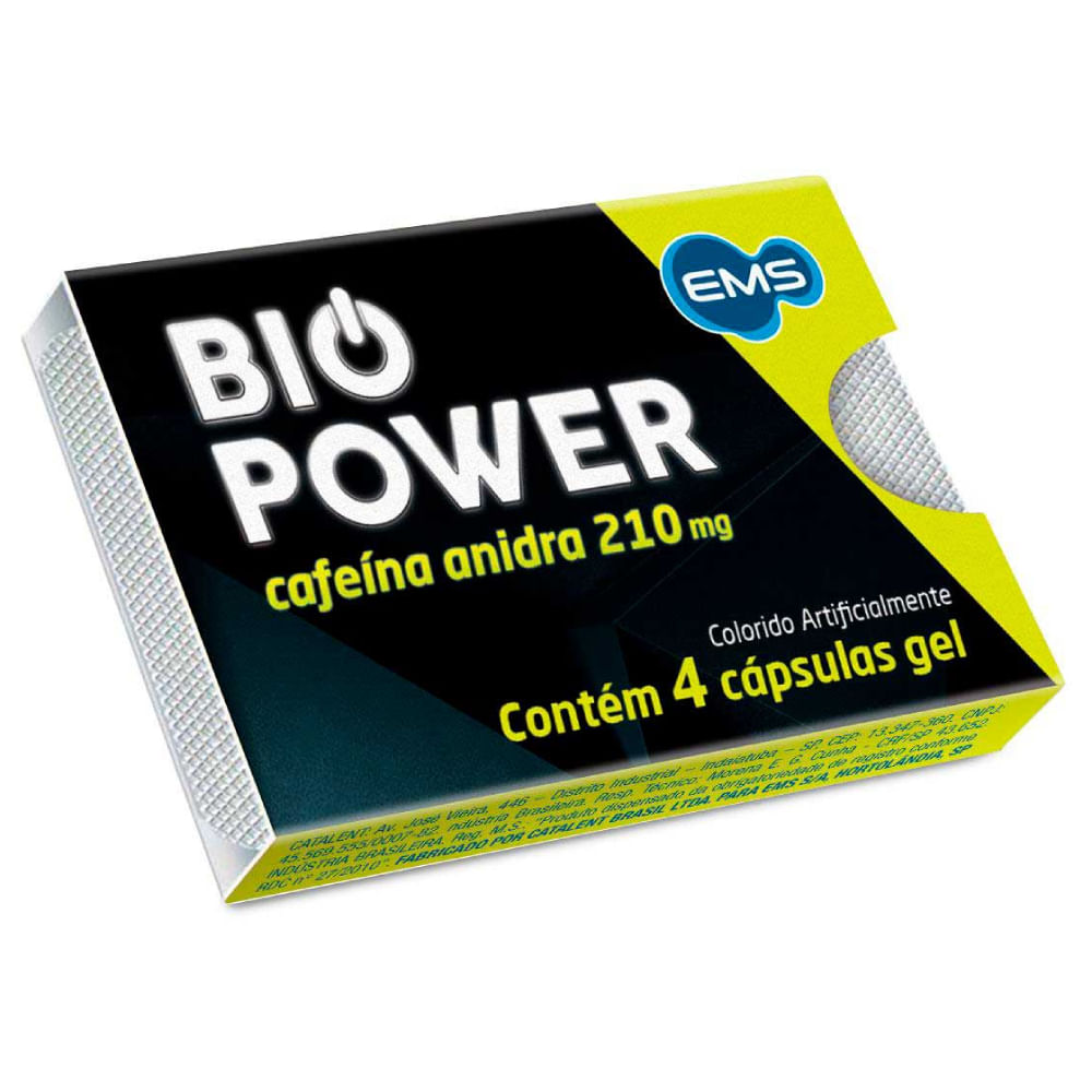 Cafeína Anidra Bio Power 210mg 4 Cápsulas - PromoFarma