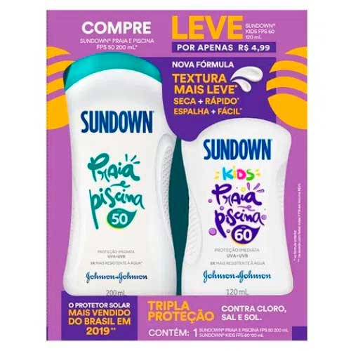 Kit Sundown Protetor Solar Praia E Piscina Fps50 200ml + Sundown Kids ...