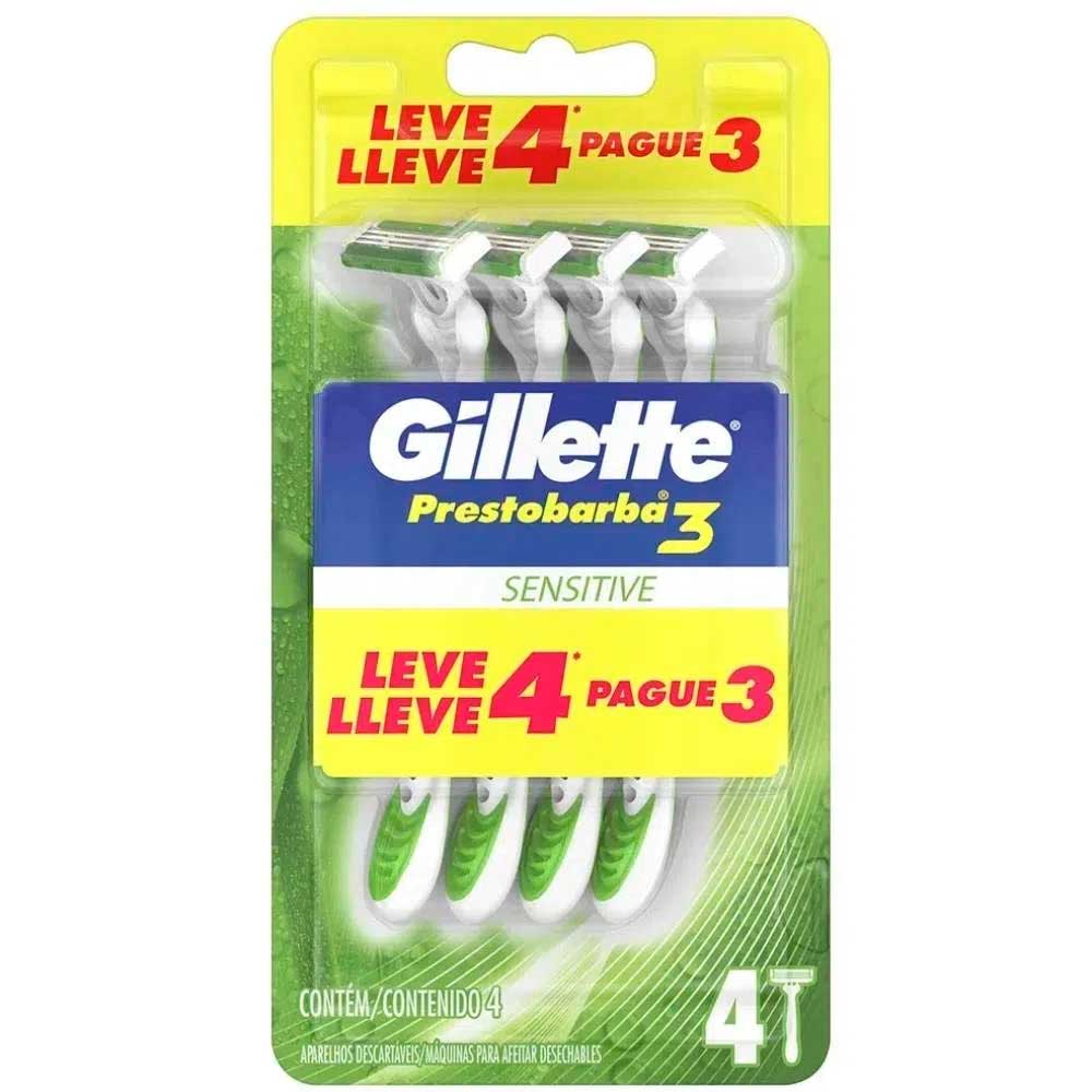 Aparelho De Barbear Gillette Prestobarba 3 Sense Care 4 Unidades ...