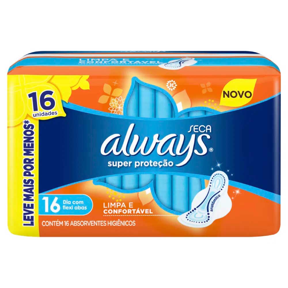 Absorvente Always Super Proteção Seca Com Abas 16 Unidades - Promofarma