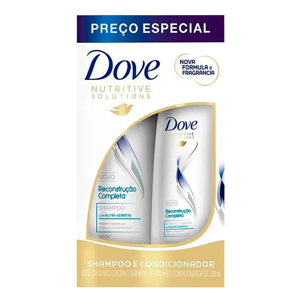 Kit Dove Reconstrução Completa Shampoo 200ml + Condicionador 400ml ...