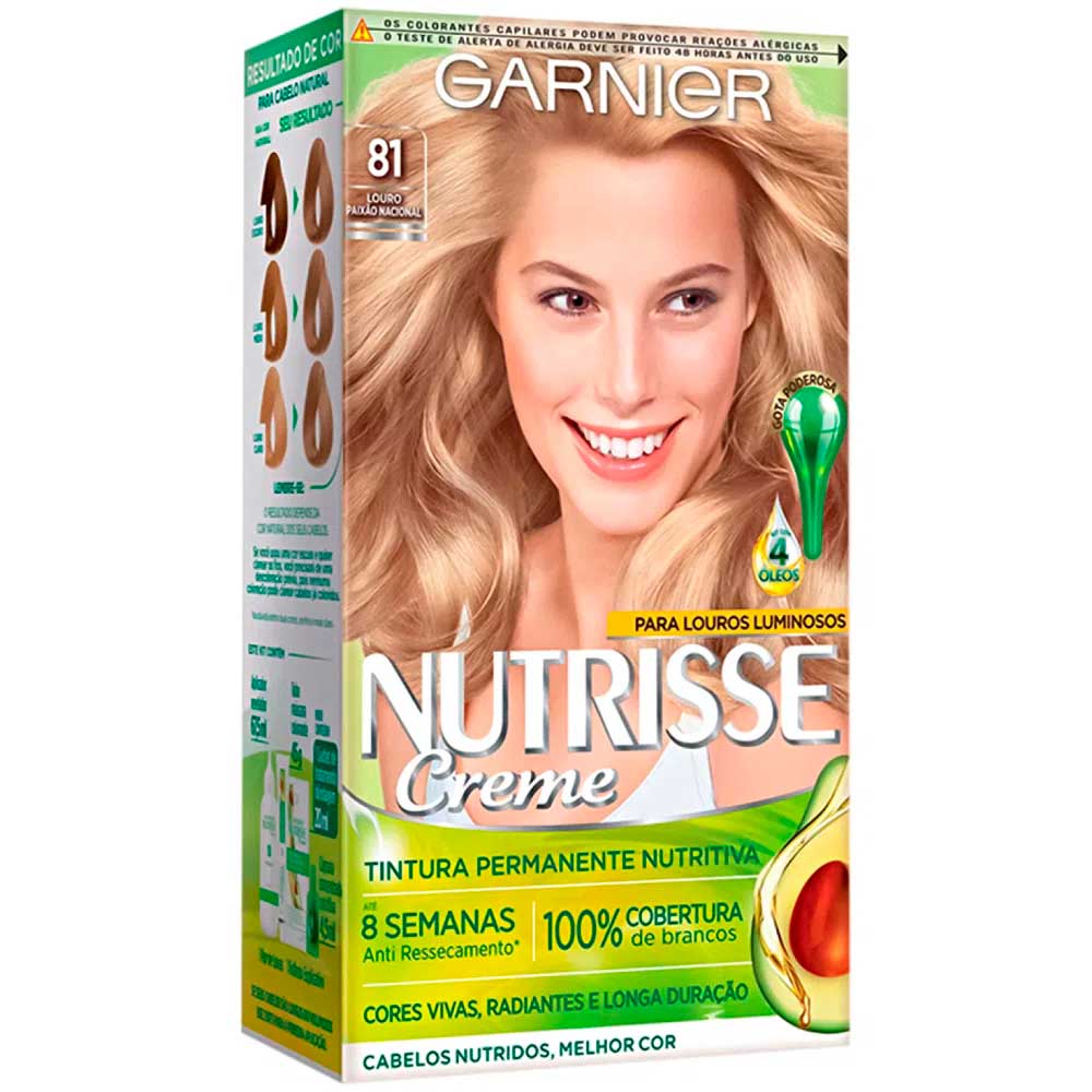 Tintura Garnier Nutrisse Creme N 81 Paixão Nacional Louro Cinza Claro 1 ...