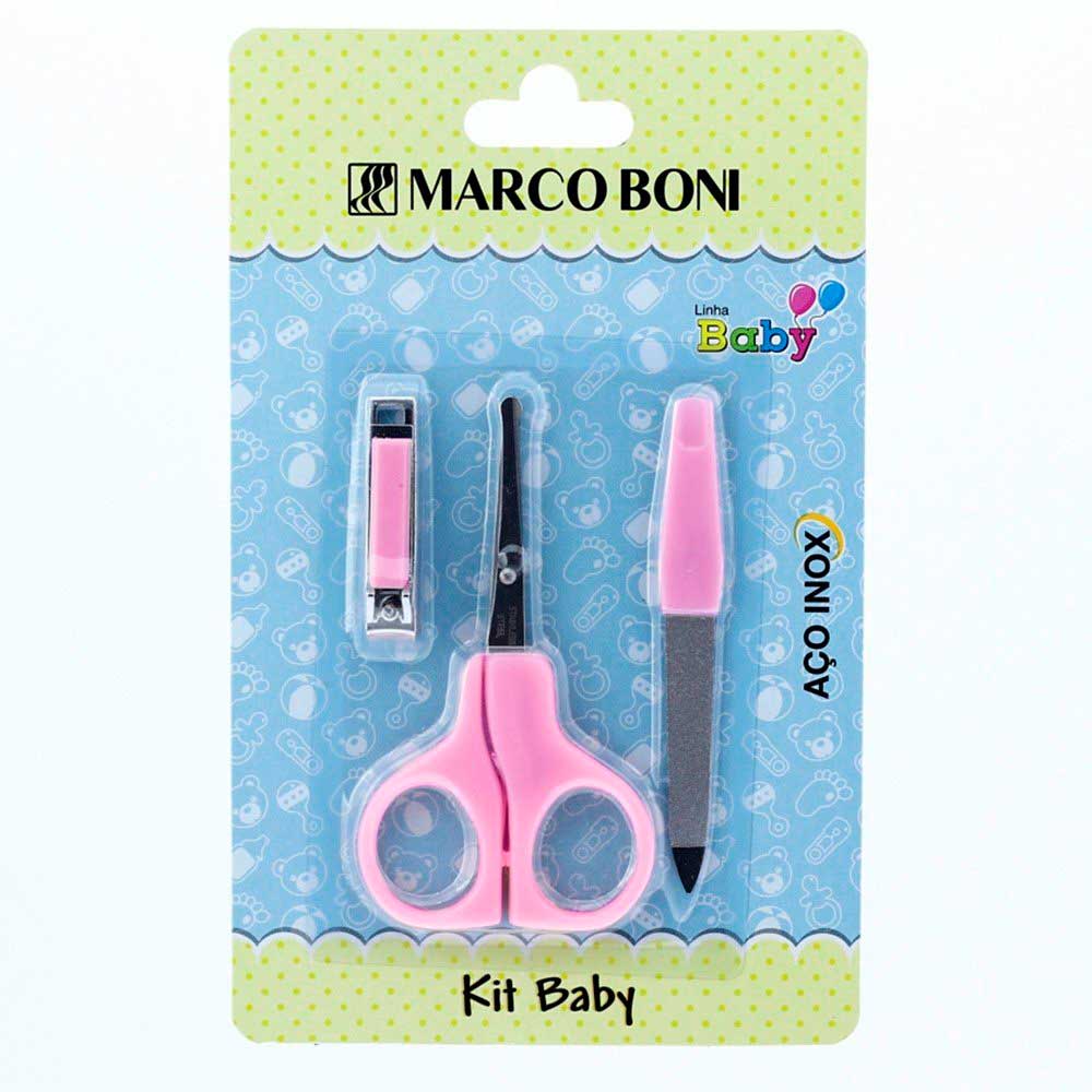 Kit Baby Marco Boni Rosa Tesoura + Lixa + Cortador - PromoFarma