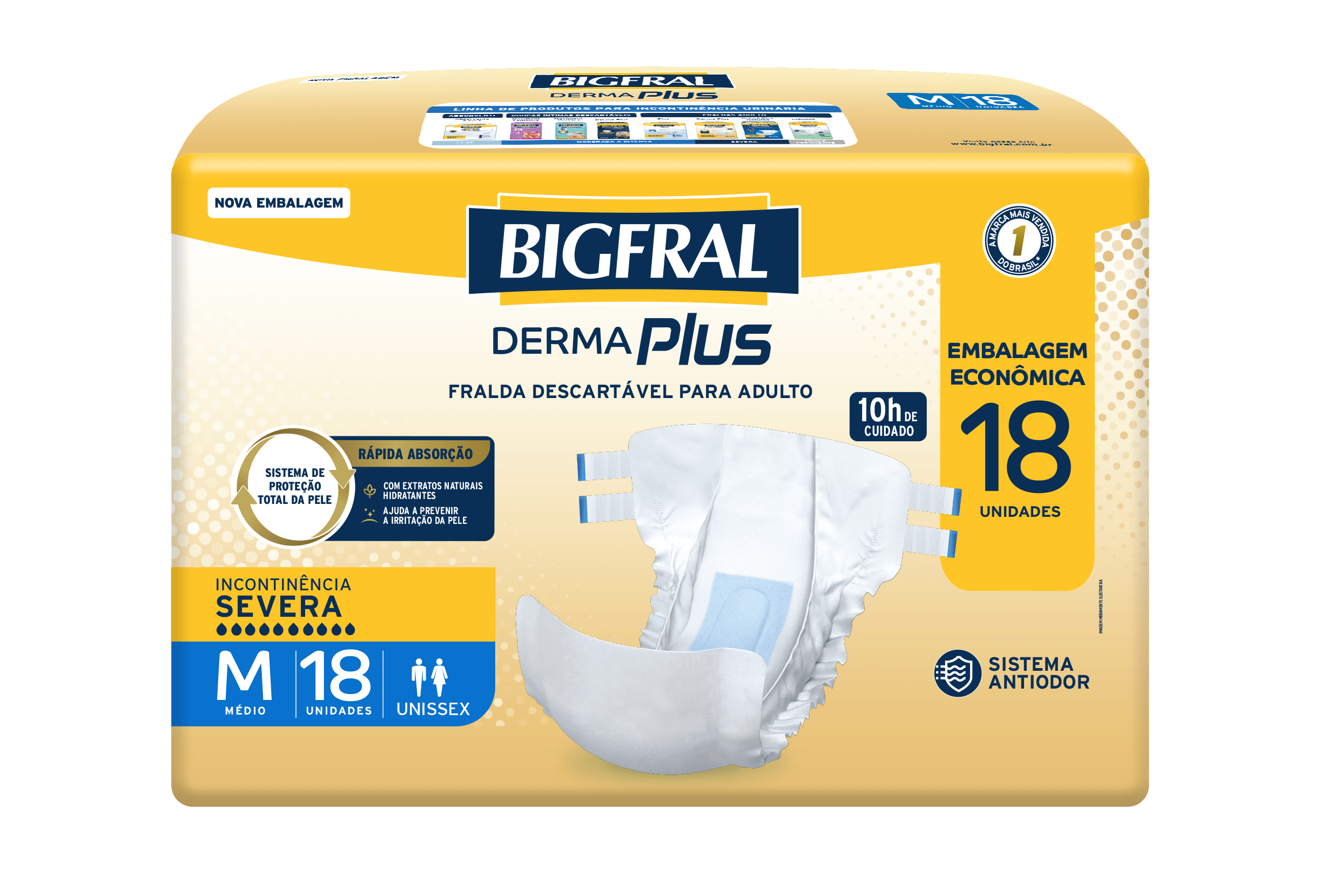 Fralda Geriátrica Bigfral Derma Plus Economica M 18 Unidades - PromoFarma