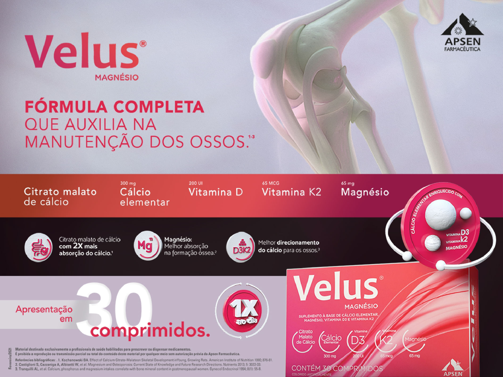 Velus Magnésio 30 Comprimidos - PromoFarma