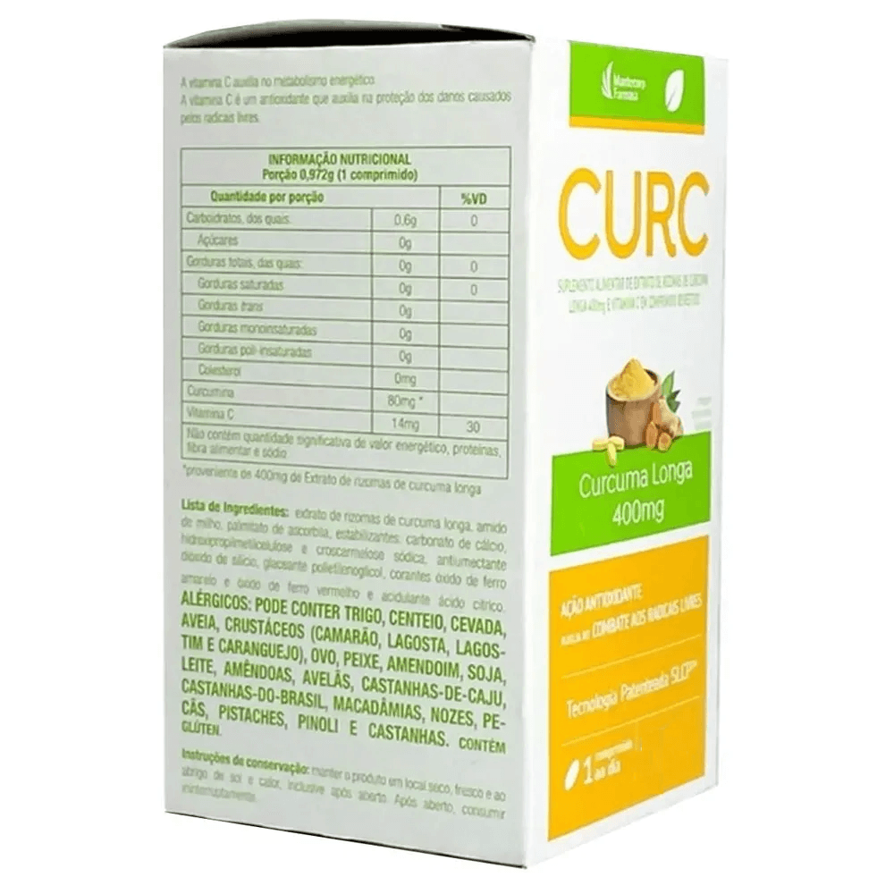 Curc 400mg Com 30 Comprimidos - PromoFarma