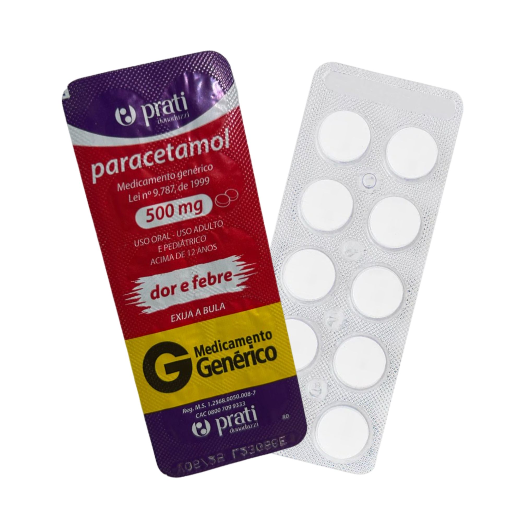 Paracetamol 500mg 10 Comprimidos Revestidos Prati-donaduzzi Genérico ...
