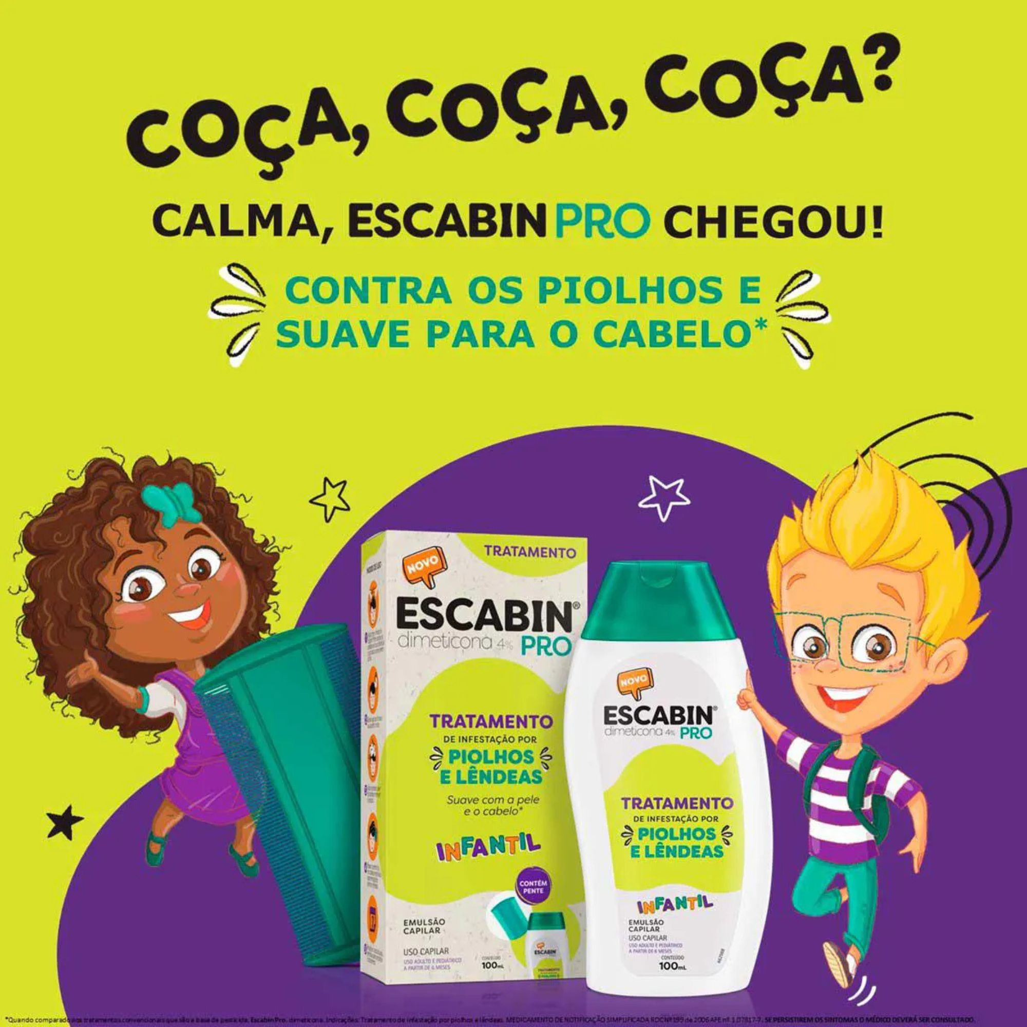Escabin Pro 4% Tratamento De Piolhos E Lêndeas Emulsão Capilar 100ml ...