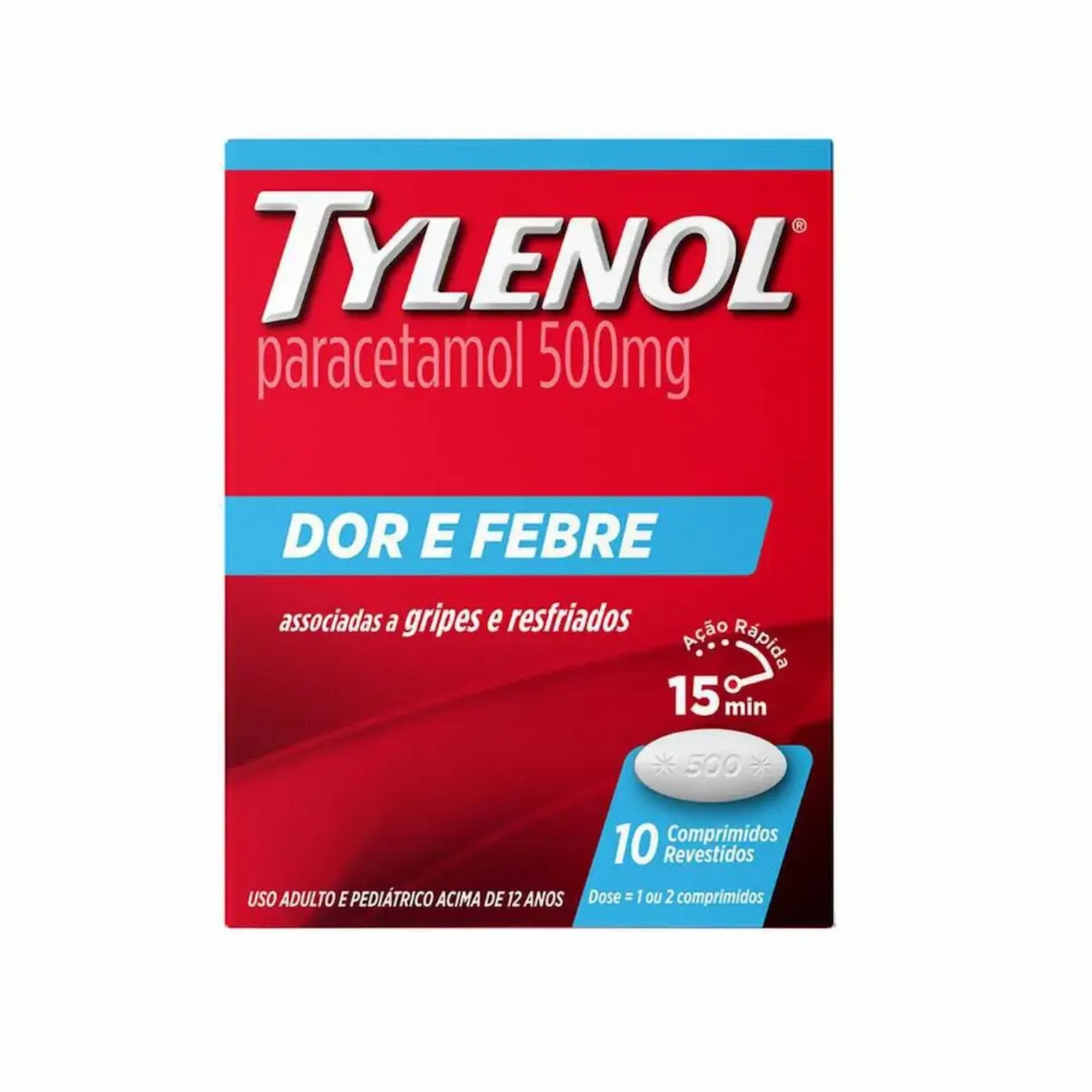 Tylenol Paracetamol 500mg Dor E Febre 10 Comprimidos - PromoFarma