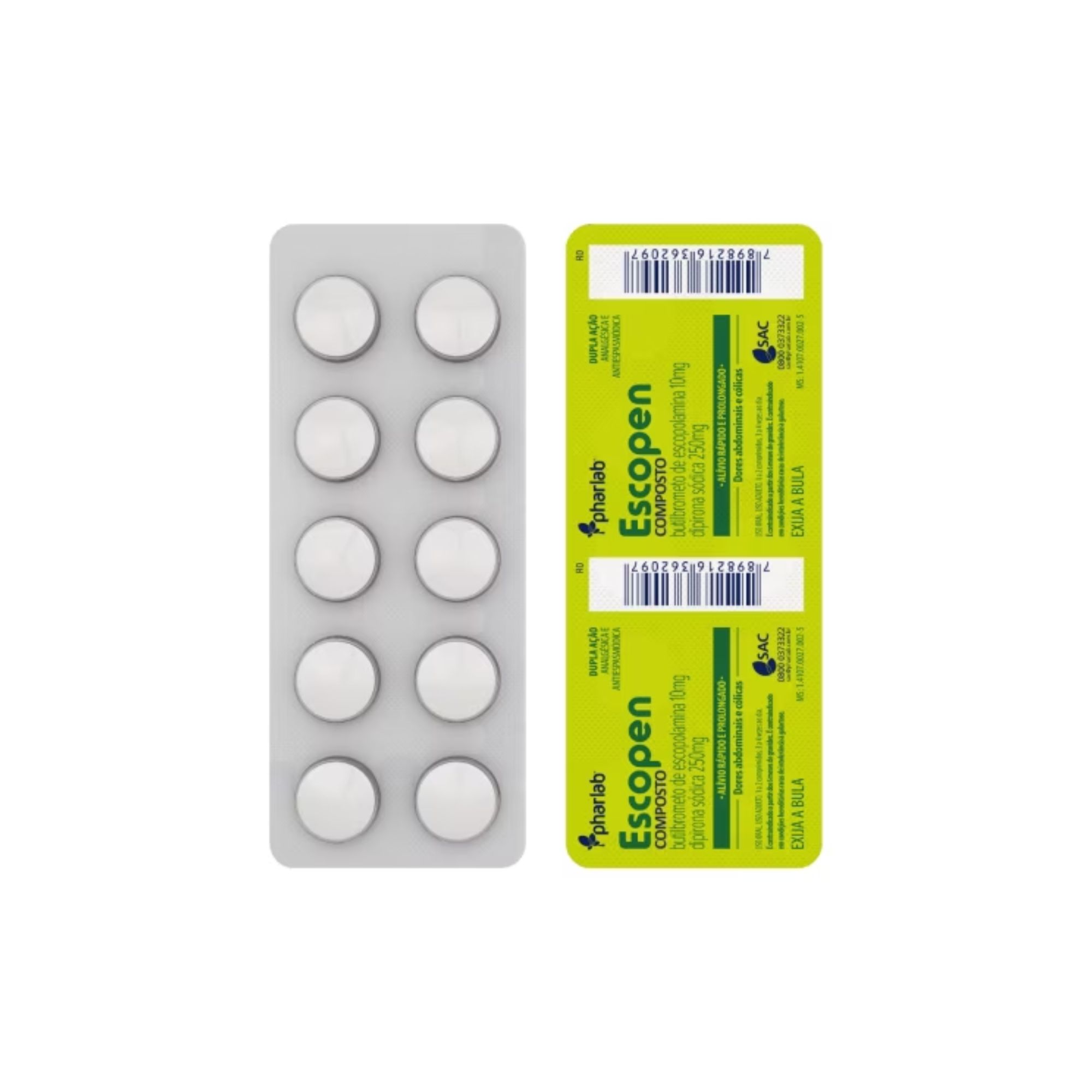 Escopen Composto 10mg + 250mg 10 Comprimidos Revestidos - PromoFarma