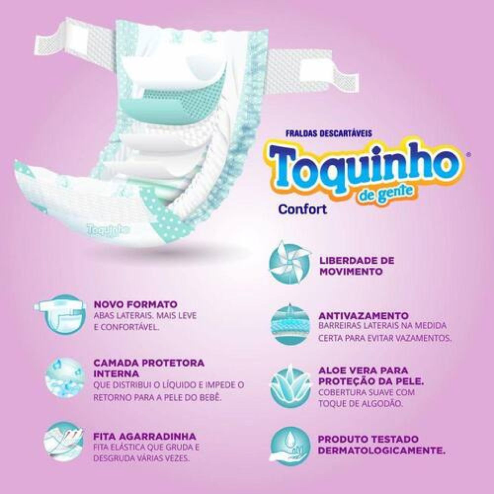 Fralda Infantil Toquinho De Gente Confort Super P 48 Unidades - PromoFarma