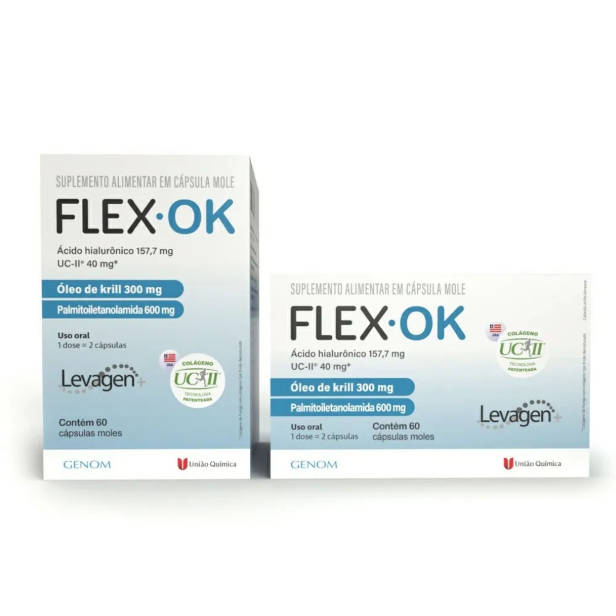 Colágeno Flex Ok Com Ácido Hialurônico 60 Cápsulas - PromoFarma