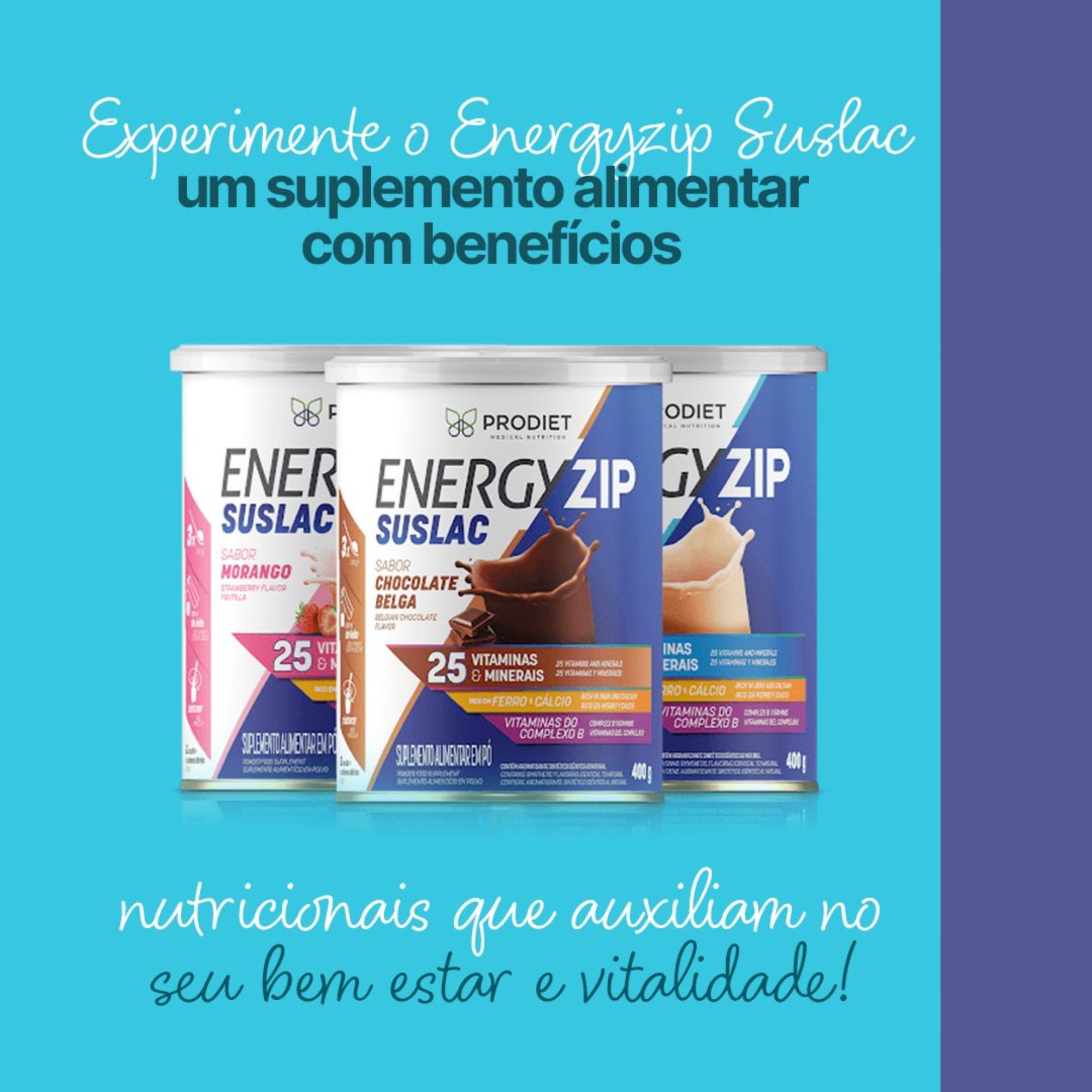 Suplemento Alimentar Energyzip Suslac Chocolate - 400g - PromoFarma