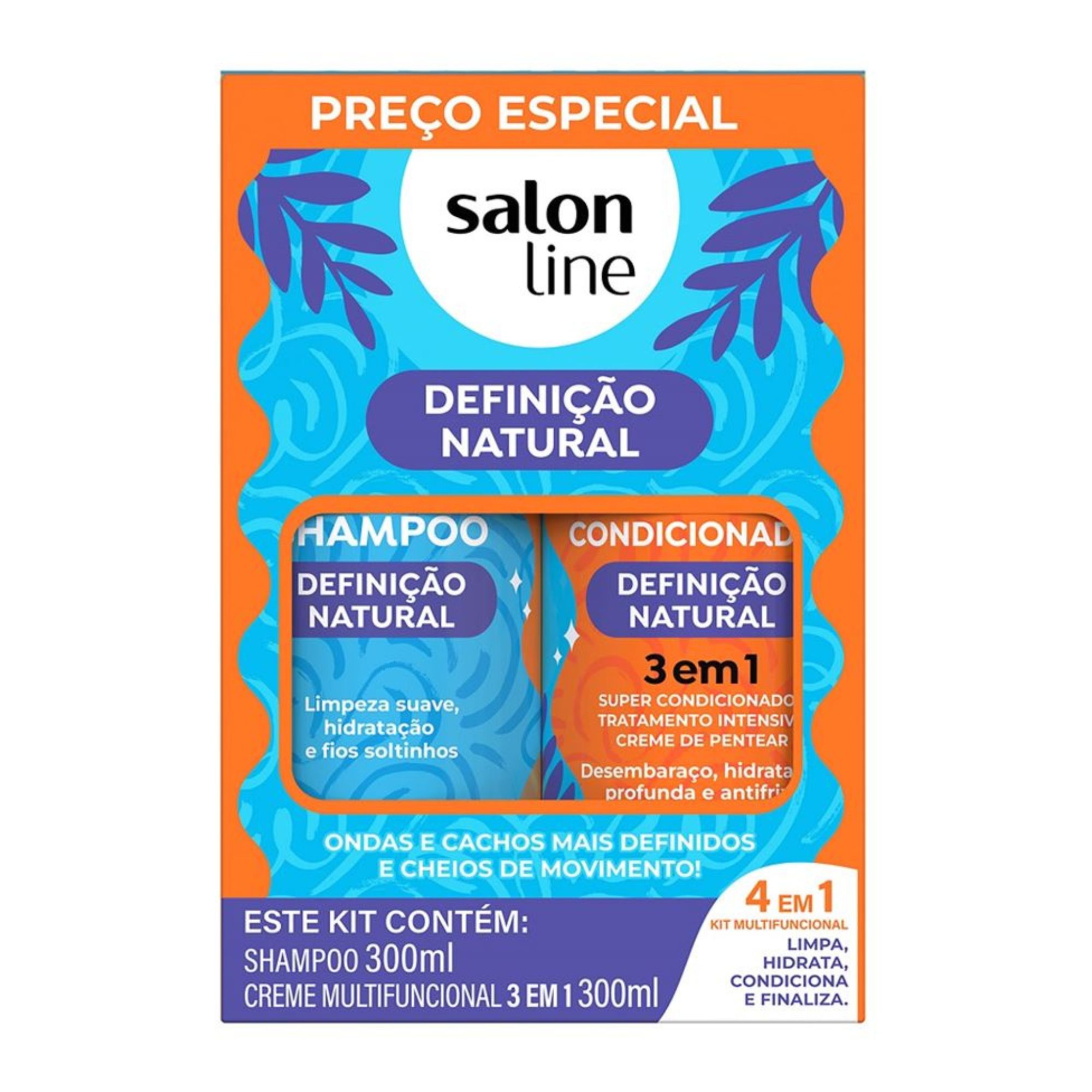 Kit Salon Line Definição Natural Shampoo 300ml + Creme Multifuncional ...